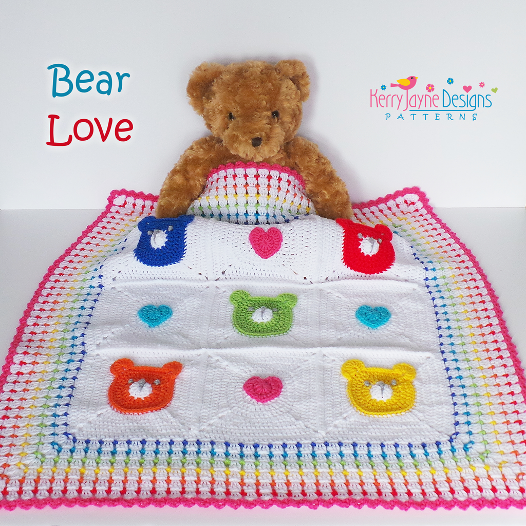 Bear Love Blanket Crochet pattern UK – Kerry Jayne Designs Ltd