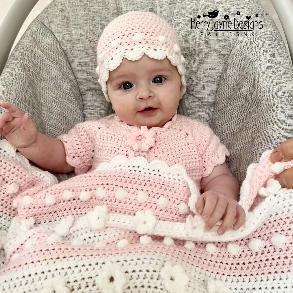 Daisy Blanket and Hat Crochet Pattern USA – Kerry Jayne Designs Ltd