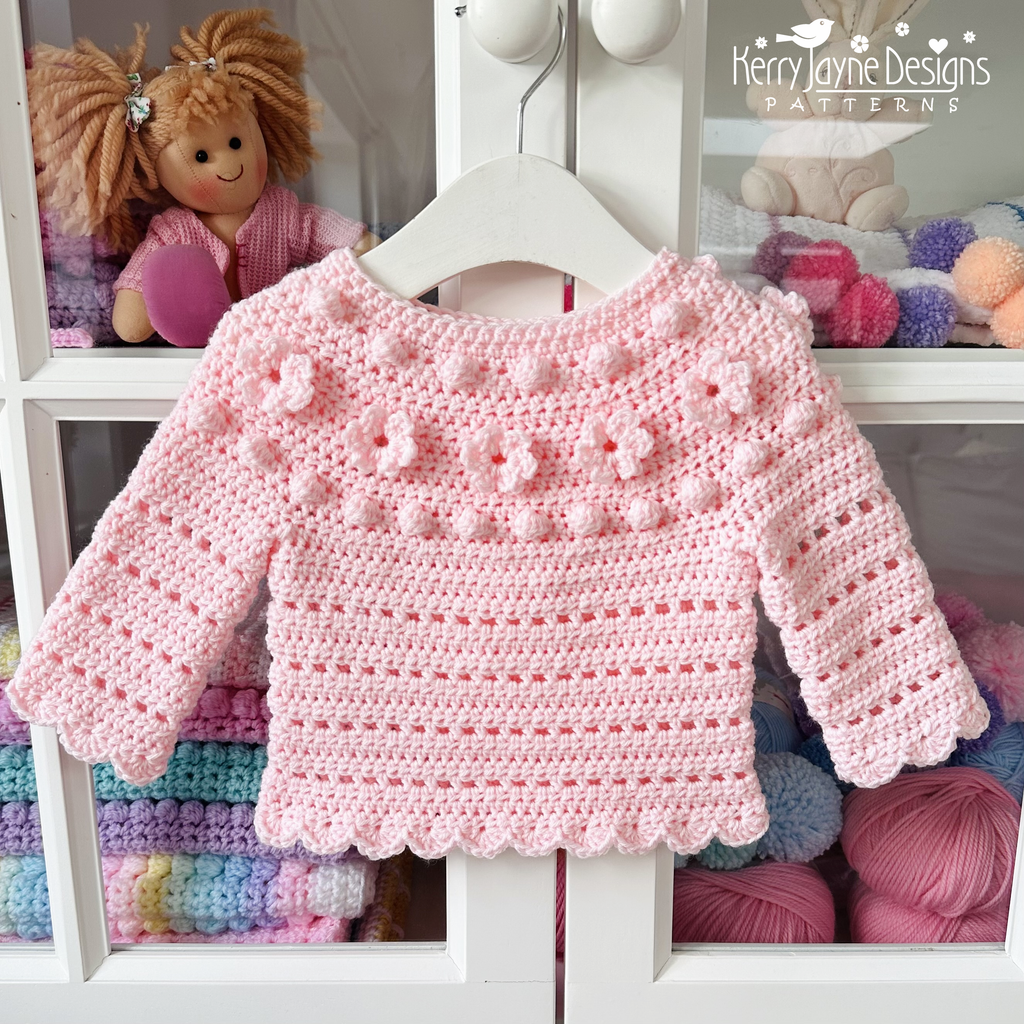 Daisy Jumper Crochet Pattern USA – Kerry Jayne Designs Ltd