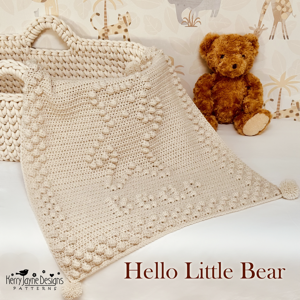 Hello Little Bear Blanket Crochet Pattern USA – Kerry Jayne Designs Ltd