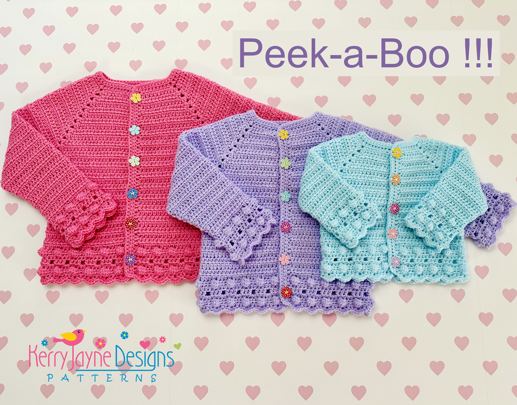 PEEK-A-BOO CARDIGAN CROCHET PATTERN UK – Kerry Jayne Designs Ltd