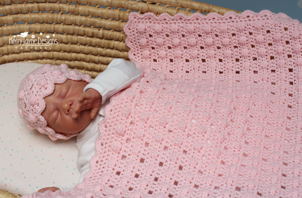 Peek-a-Boo Bobble Blanket and Hat Crochet Pattern USA – Kerry Jayne ...
