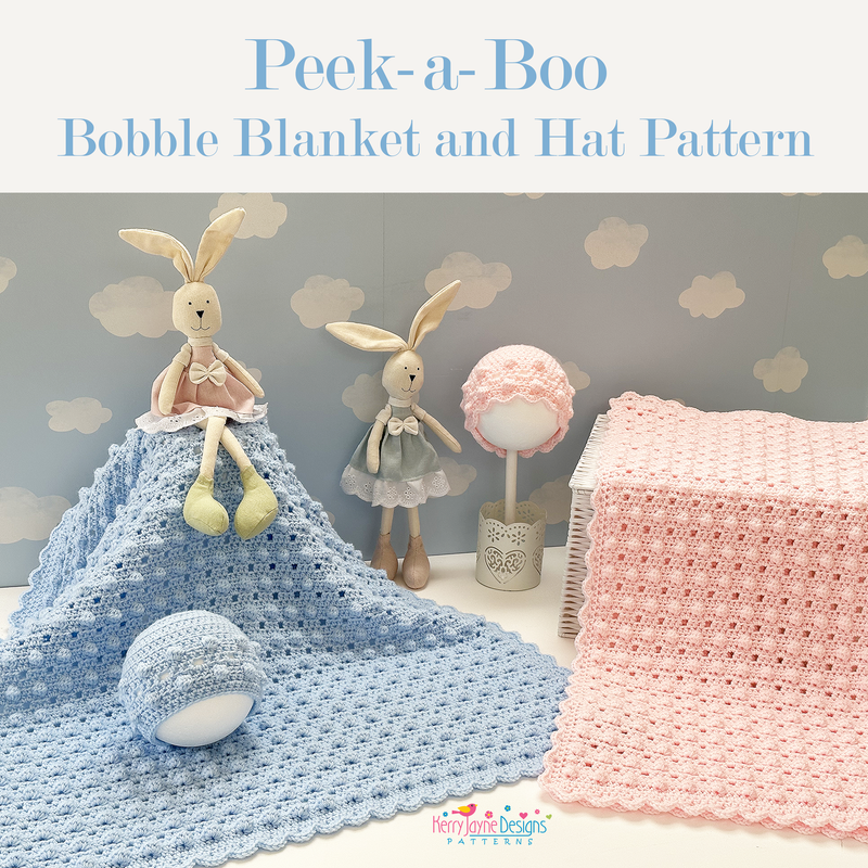 Peek-a-Boo Bobble Blanket and Hat Crochet Pattern UK – Kerry Jayne ...