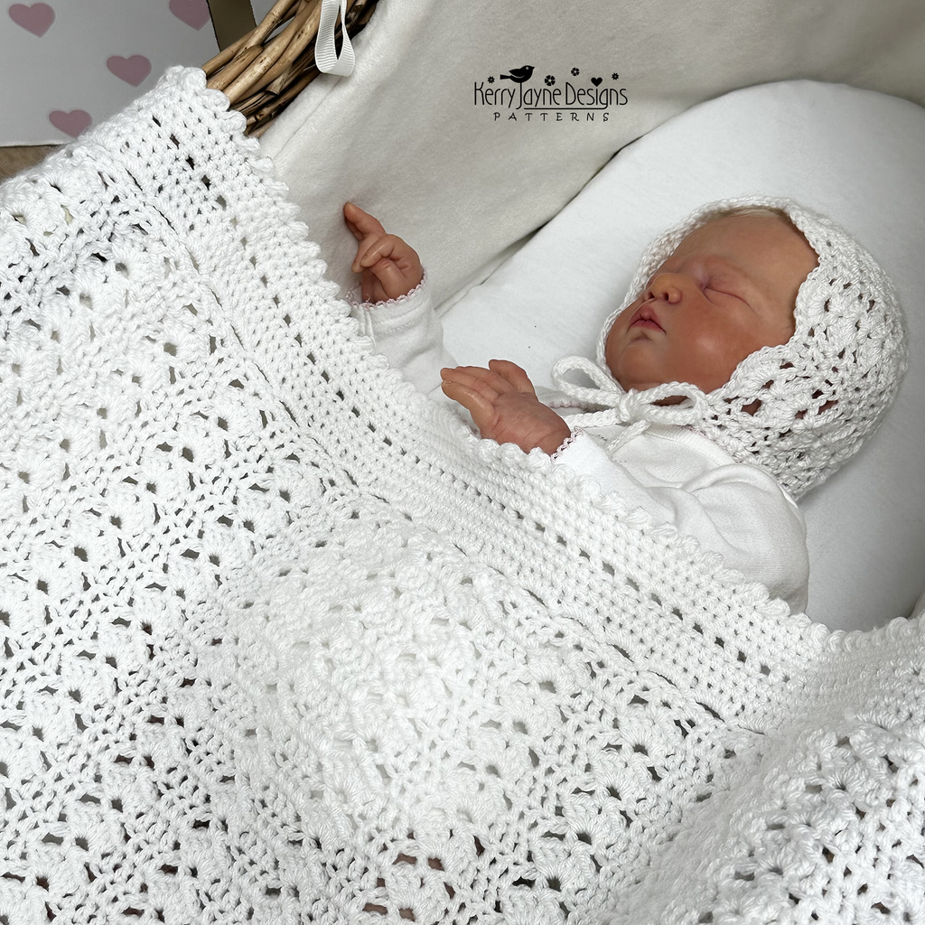 Queen Charlotte Blanket and Bonnet Crochet Pattern USA – Kerry Jayne ...