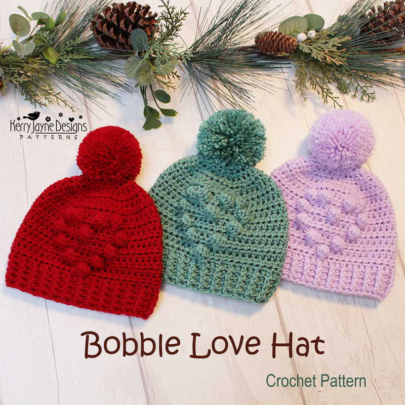 Bobble Love Hat Crochet Pattern UK – Kerry Jayne Designs Ltd