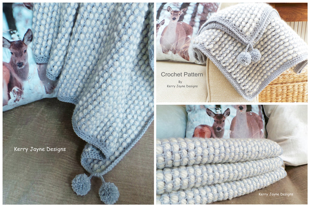 Channel Stitch Blanket Crochet pattern USA – Kerry Jayne Designs Ltd