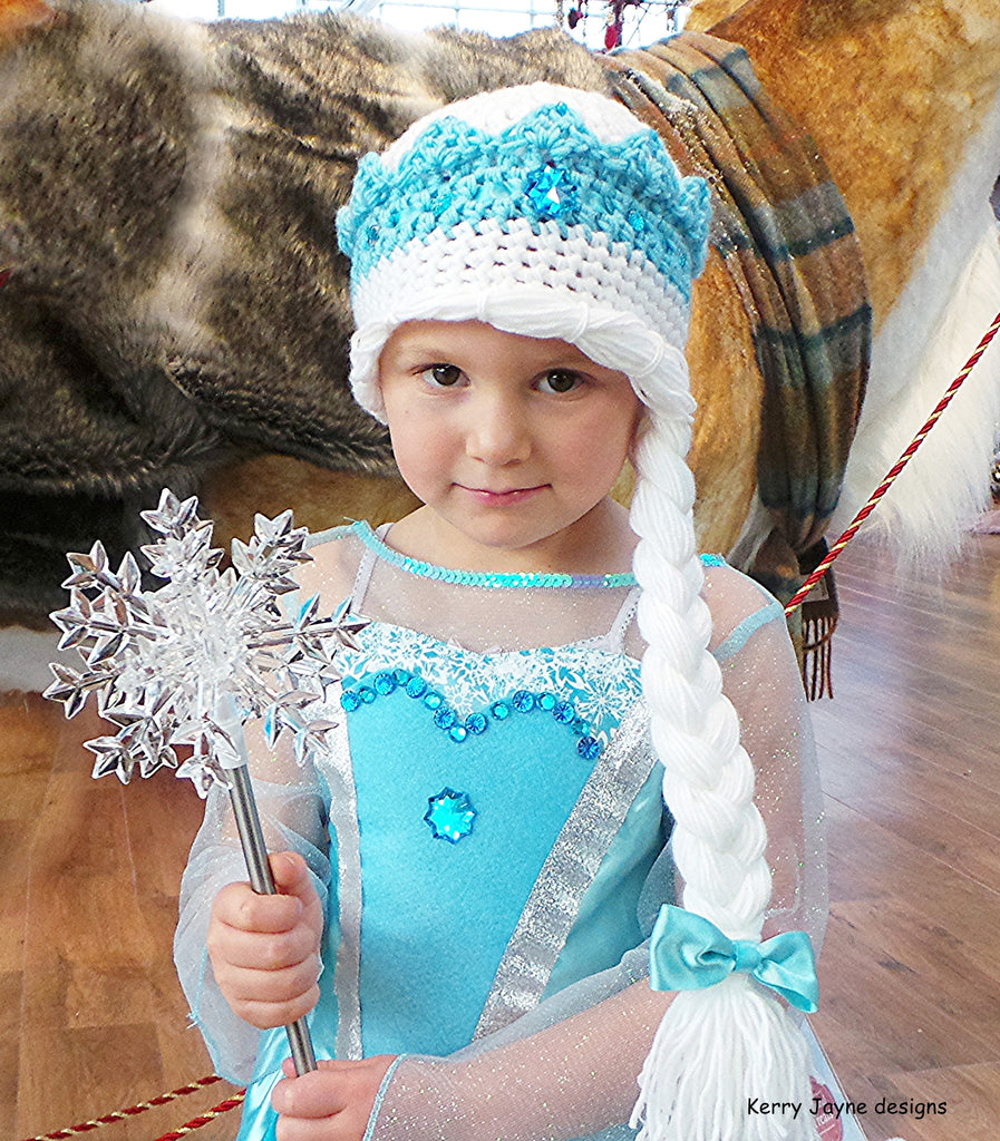 Frozen Ice Queen Hat Crochet Pattern USA – Kerry Jayne Designs Ltd