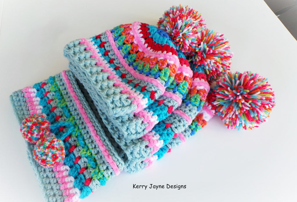 Inca hat and Neck warmer Crochet Pattern USA – Kerry Jayne Designs Ltd