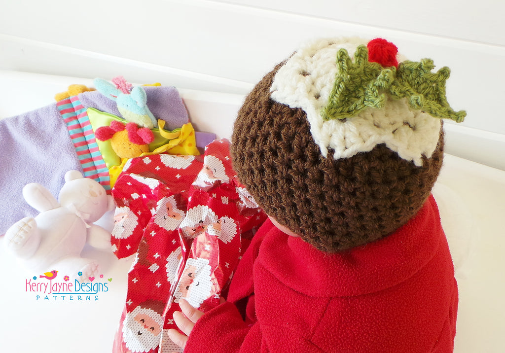 Christmas Pudding Crochet Hat Pattern USA – Kerry Jayne Designs Ltd