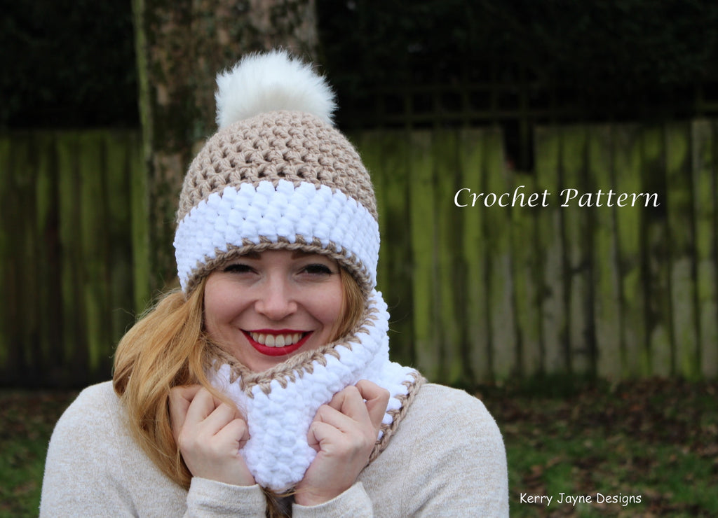 Nordic Snow Hat and Cowl Set 2 - Crochet Pattern USA – Kerry Jayne ...