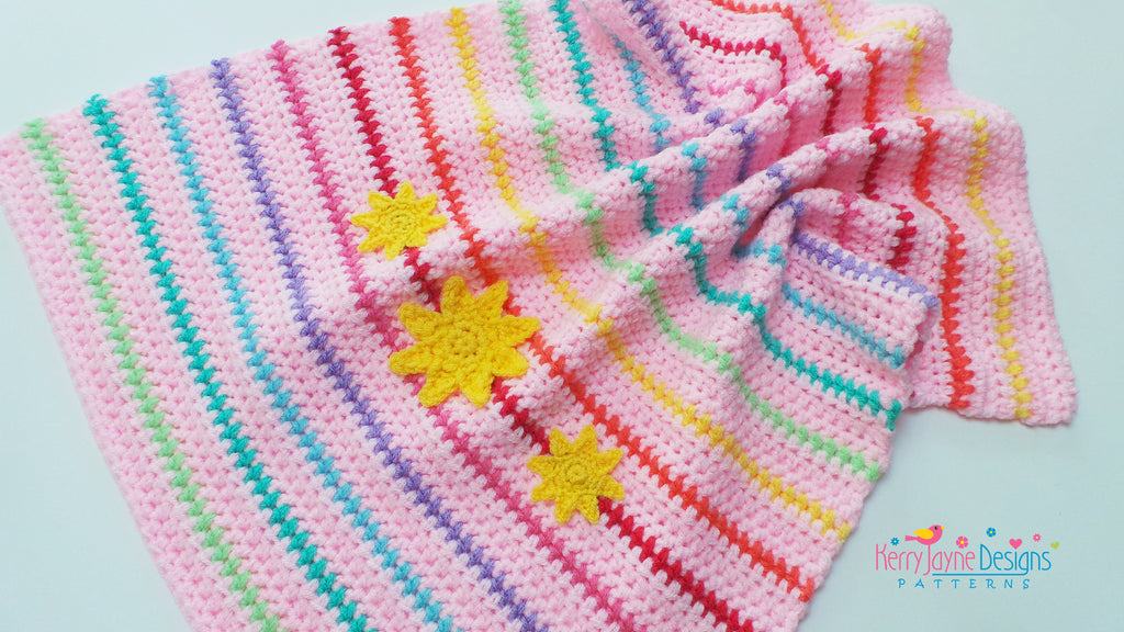 Razzle Dazzle Rainbow Blanket and Hat Pattern USA – Kerry Jayne Designs Ltd