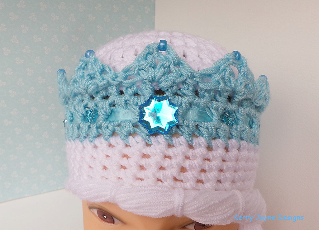 Frozen Ice Queen Hat Crochet Pattern USA – Kerry Jayne Designs Ltd