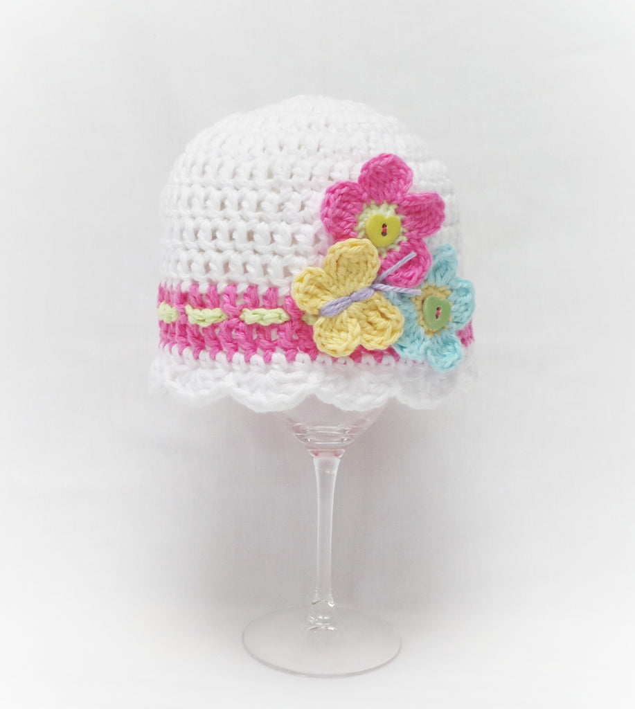 Flutterby Baby Hat Crochet Pattern UK – Kerry Jayne Designs Ltd